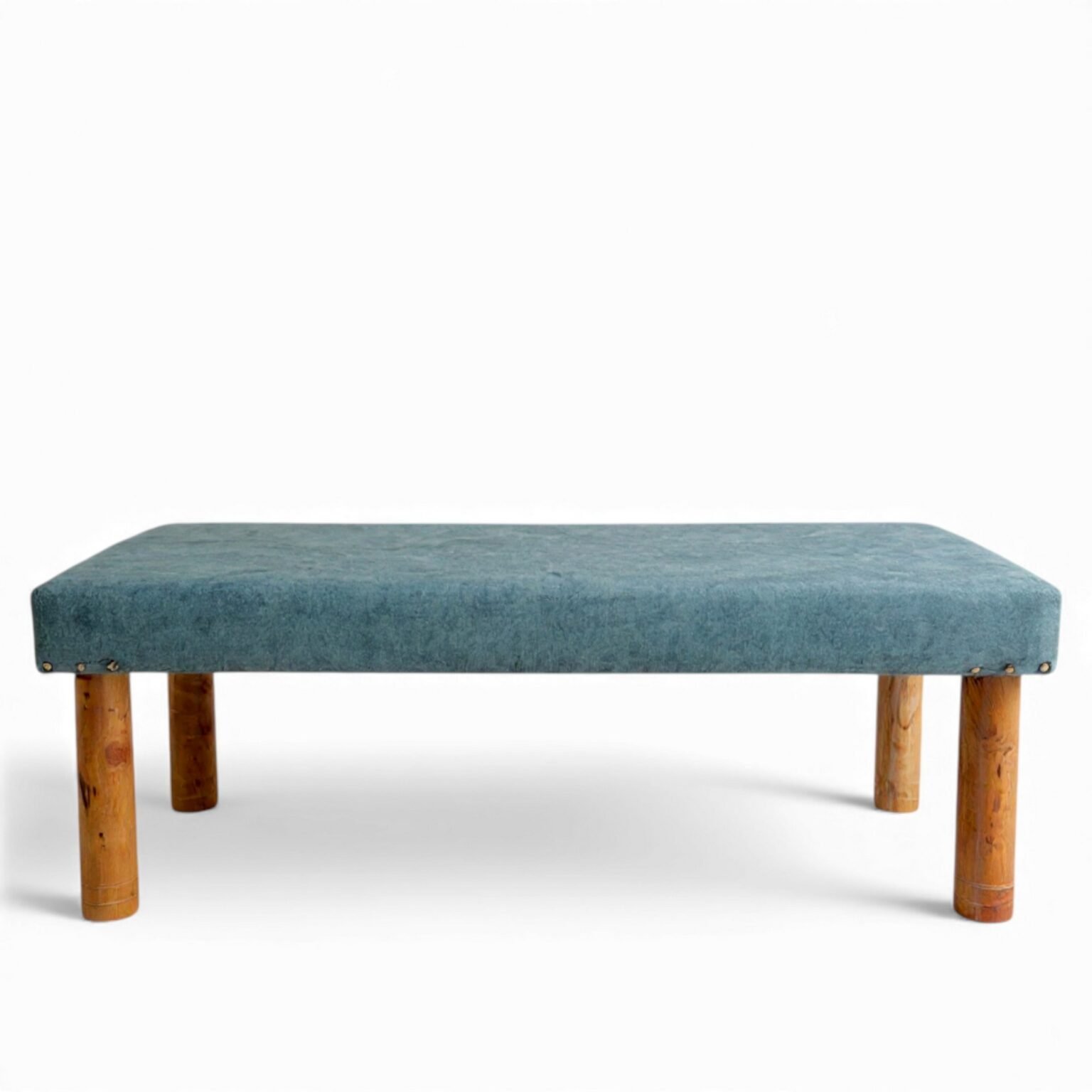 Ikiriya Asteria Sheesham Wood Accent 3 Seater Bench in Blue Jacquard ...