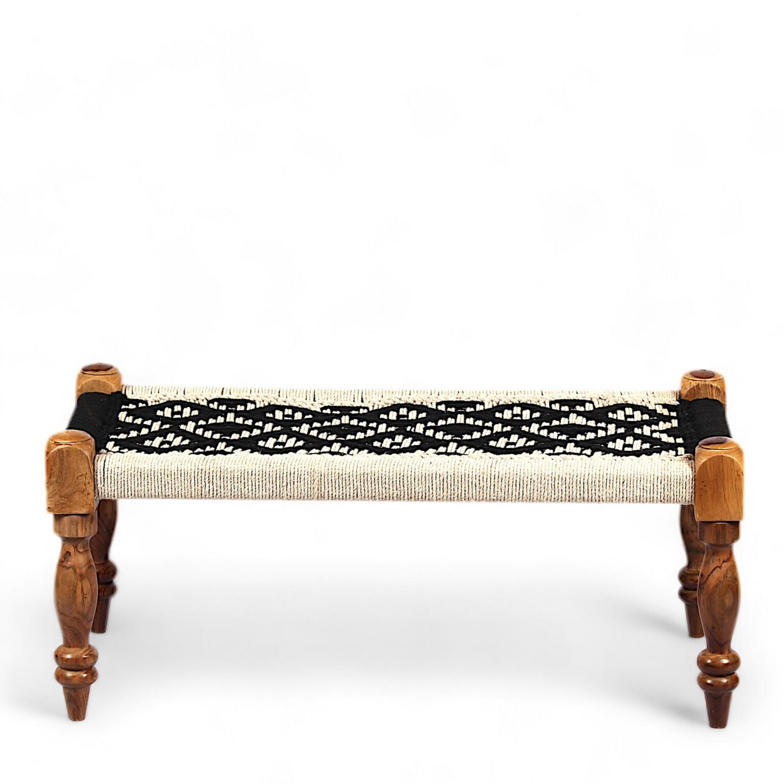 Ikiriya Oakville Sheesham Wood Vintage 2 Seater Maachi Bench in Black ...