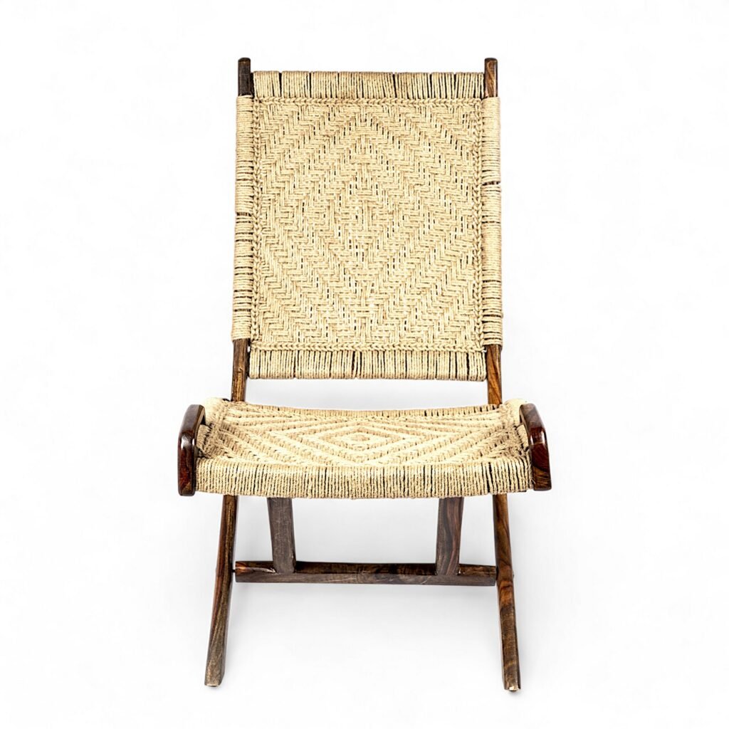 Ikiriya Natwest Sheesham Wood Vintage Relaxing Chair in Natural Jute ...