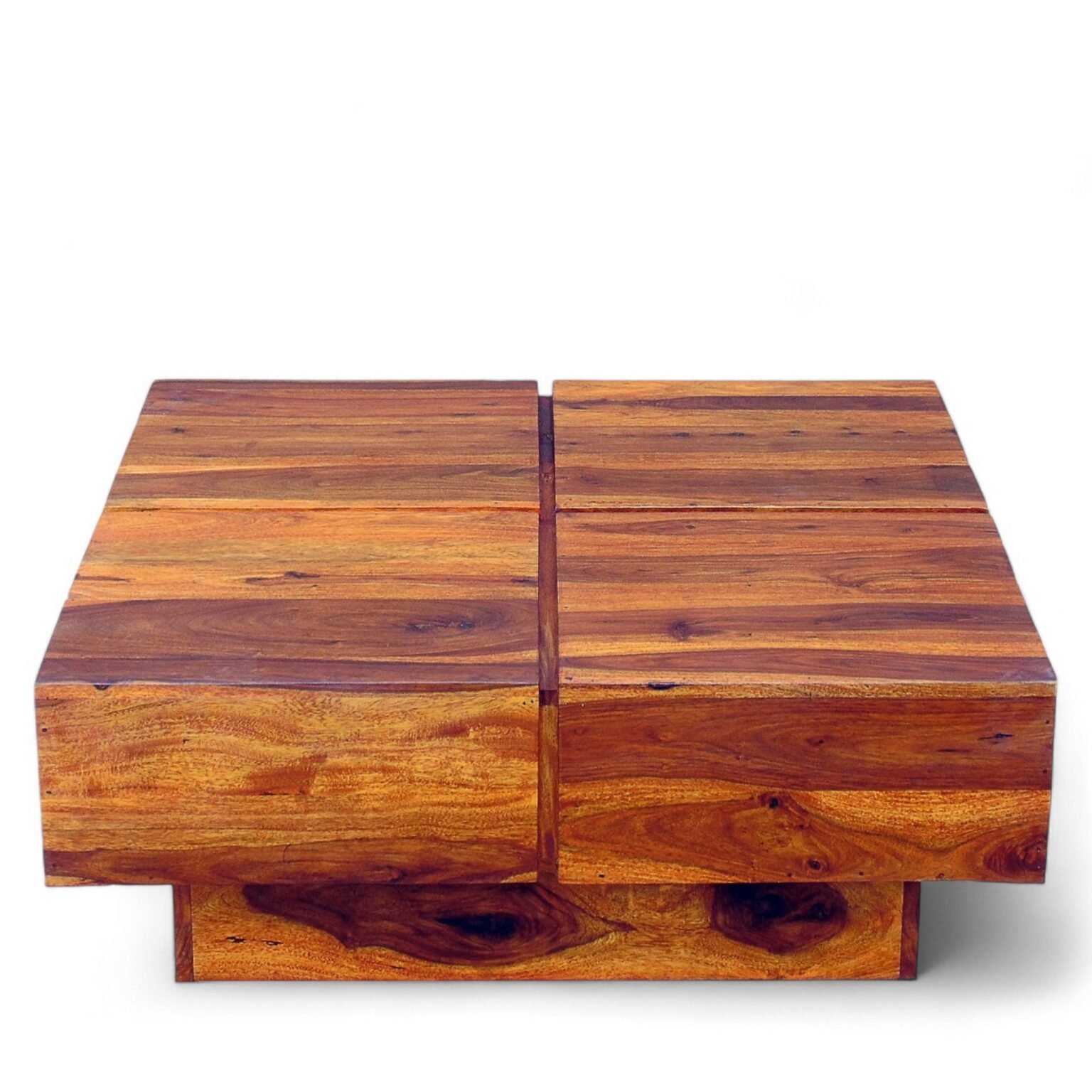 Ikiriya Montreal Sheesham Wood Contemporary Square Coffee Table in Pine ...