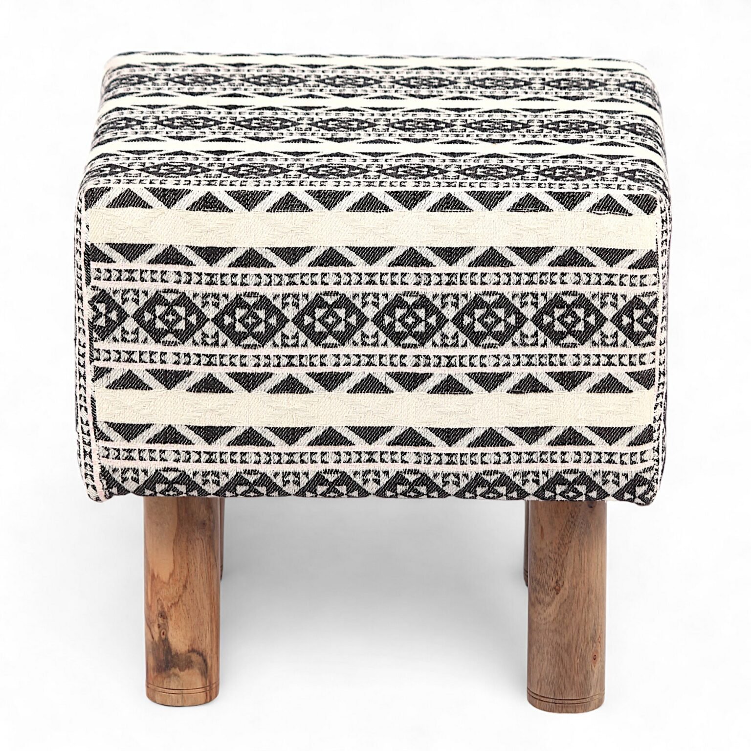 Ikiriya Verona Acacia Wood Parisian Square Set of 2 Pouf Stools in ...